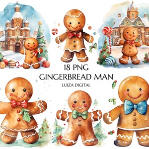Watercolor Gingerbread Man Clipart, Christmas Cookie, Gingerbread House ...