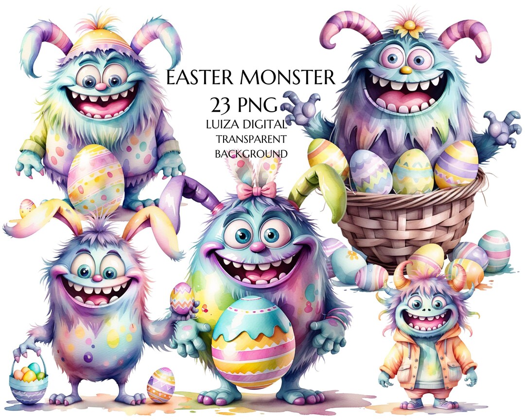 Easter Monsters Clipart, Easter Clipart, Kids Easter PNG, Fantasy ...