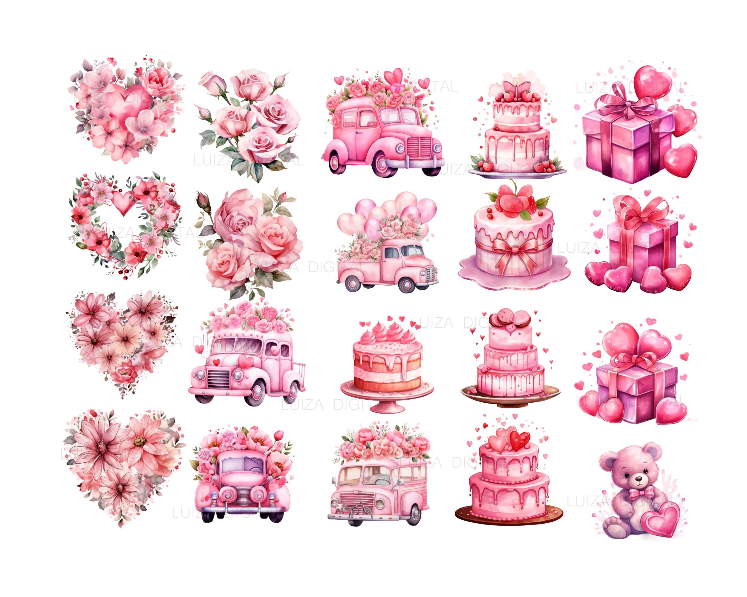 Sweet Valentine Clipart Bundle, Watercolor Valentines Day Clipart ...