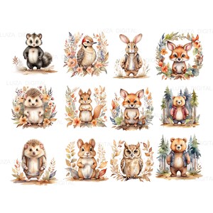 Woodland Clipart, Woodland Animals, Trees, Mushrooms Clipart, Bear, Fox ...