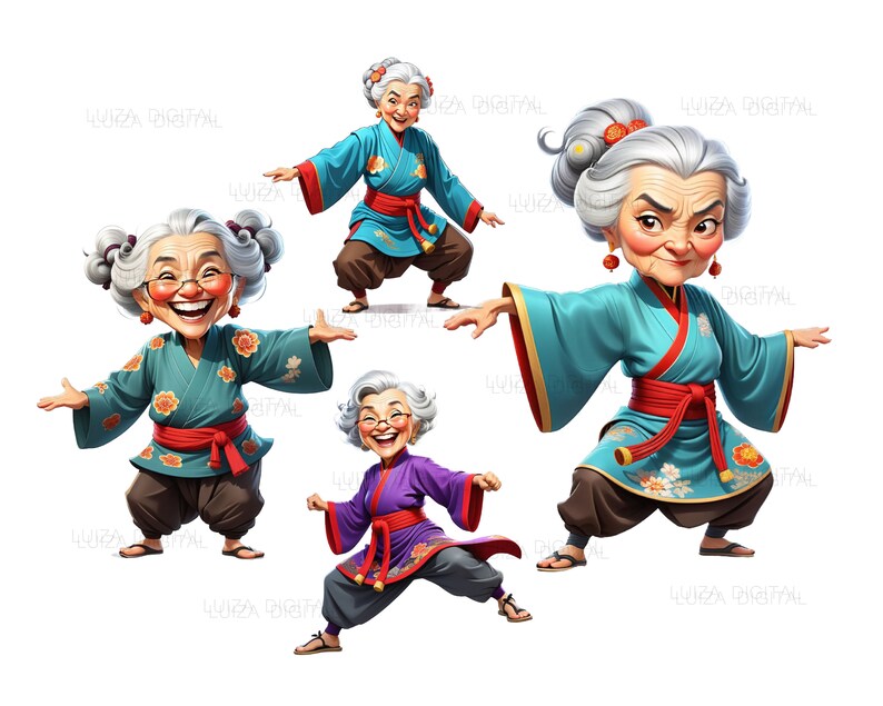 Cartoon Asian Old Lady Clipart Kung Fu Old Lady Png Quirky Woman