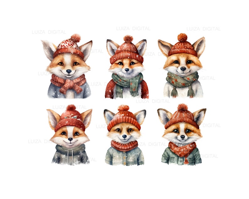 Watercolor Fox Clipart Woodland Animal Png Clipart Fall - Etsy