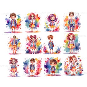 Watercolour Cute Teenager Clipart, School Boy & Girl Clipart, Kids ...