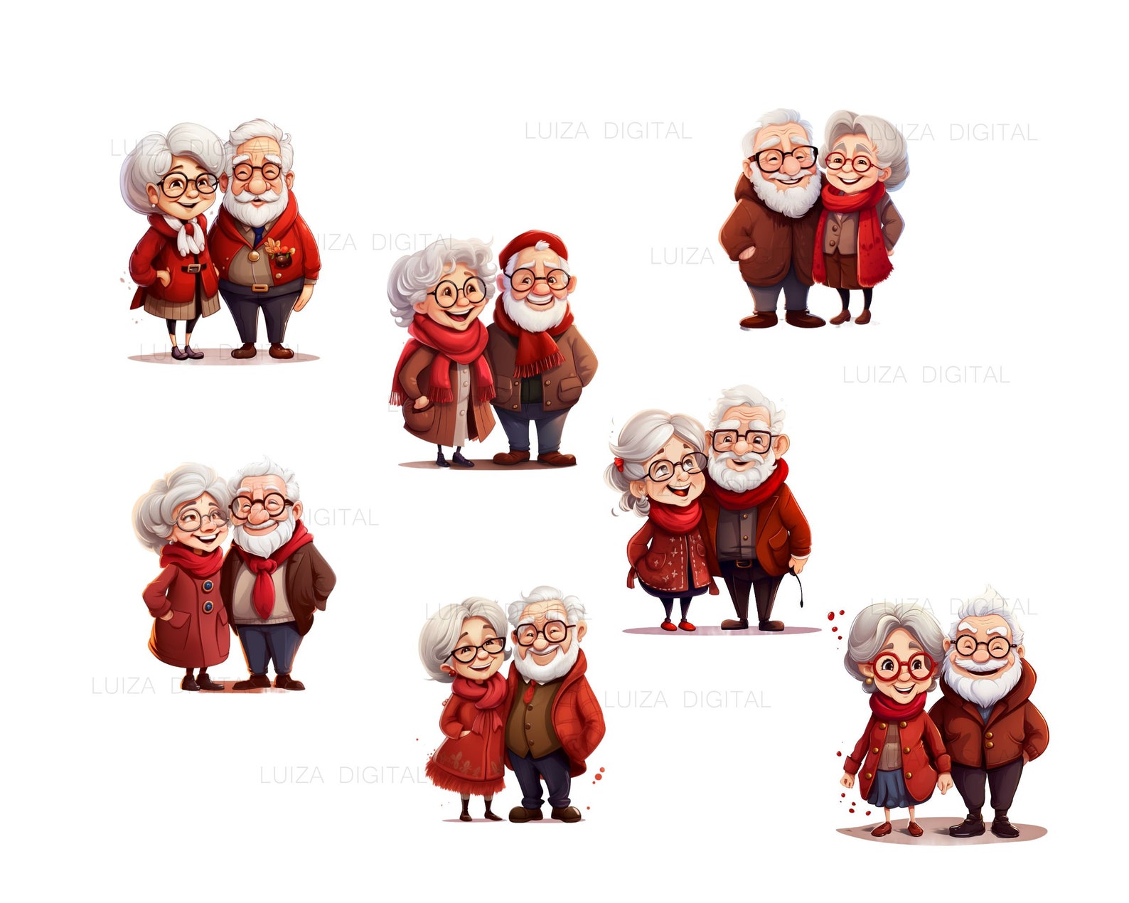 Cute Old Happy Couple Clipart PNG, Old Lady and Old Man, Cartoon ...