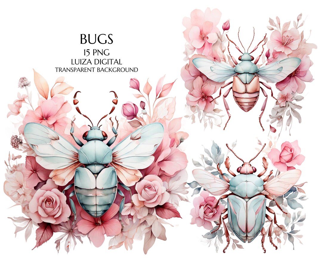 Cute Bug Clipart Bundle, Funny Bug Clipart, Commercial Use, Digital ...