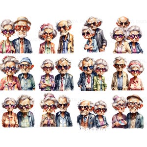 Grandparents Clipart, Grumpy Old Couple, Old Lady and Old Man, Grandma ...