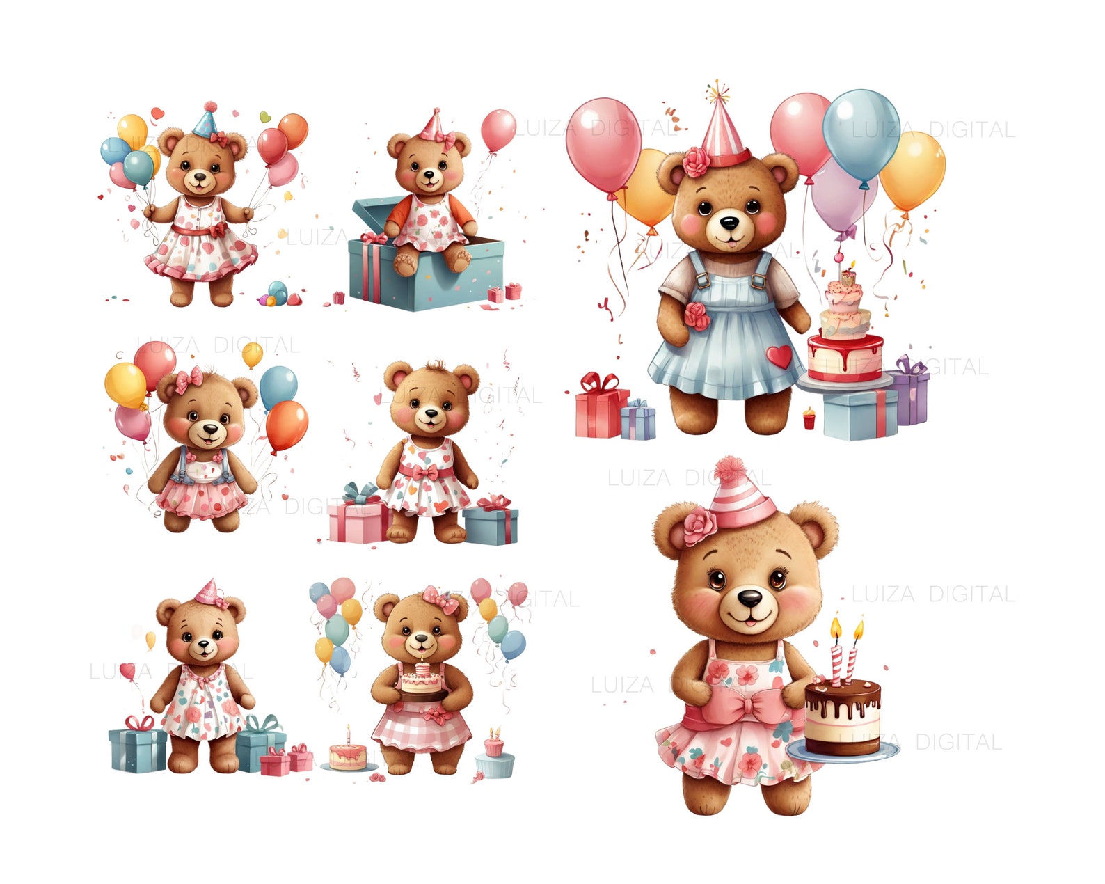 Birthday Teddy Bear Clipart, High Quality PNG, Teddy Bear Clipart, Girl ...