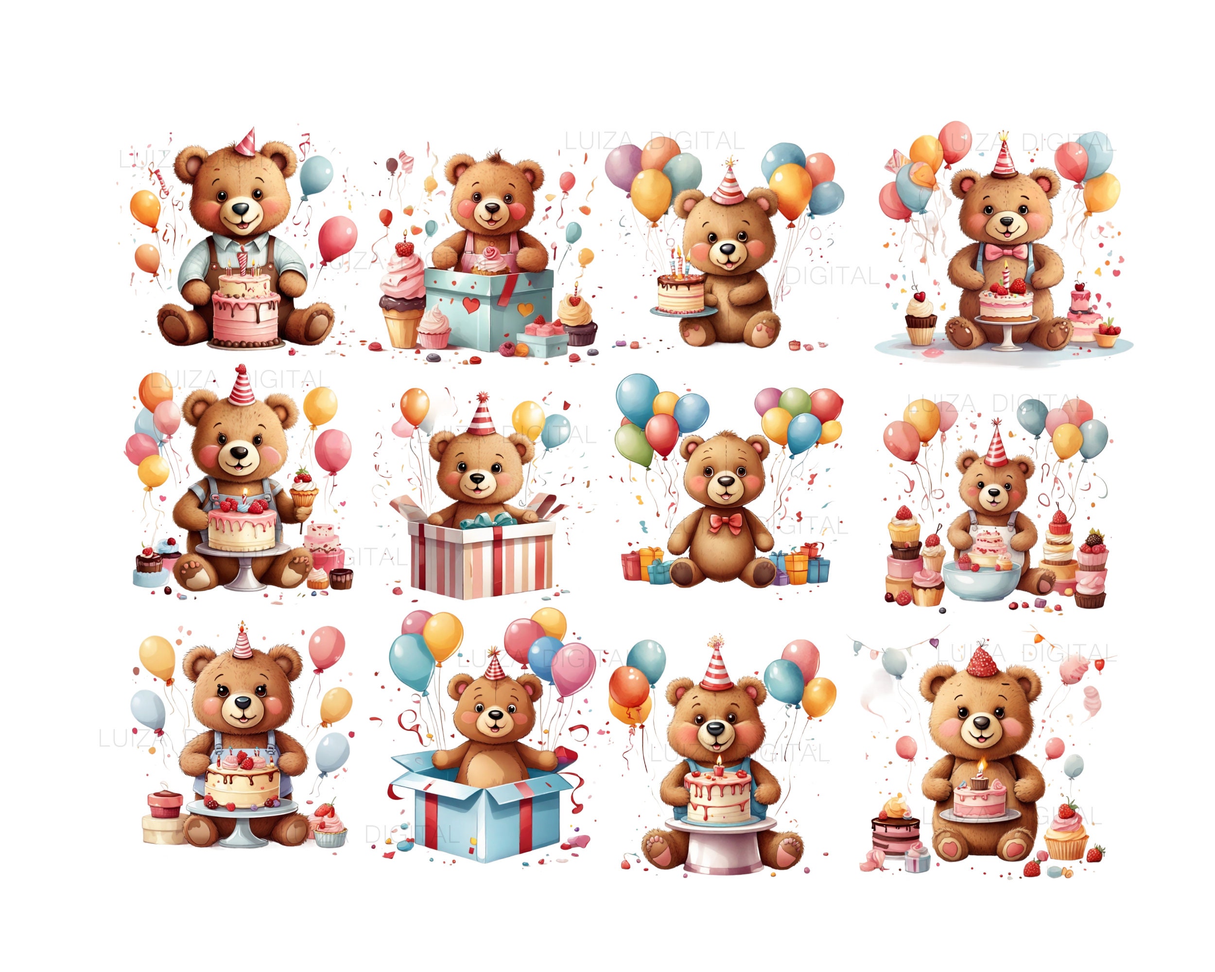 Birthday Teddy Bear Clipart, High Quality PNG, Teddy Bear Clipart, Cute ...