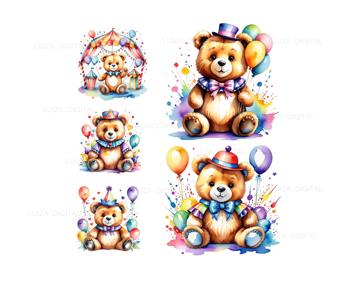 Watercolor Teddy Bear Clipart Birthday Teddy Bear Clipart, Teddy Bear ...