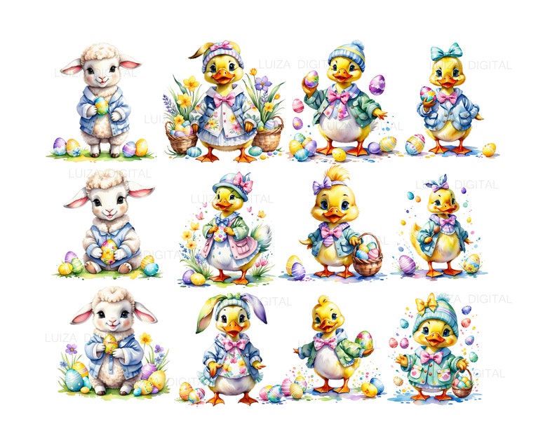 Watercolor Floral Bunny Clipart, Easter Bunny in Dress Clipart, Easter ...