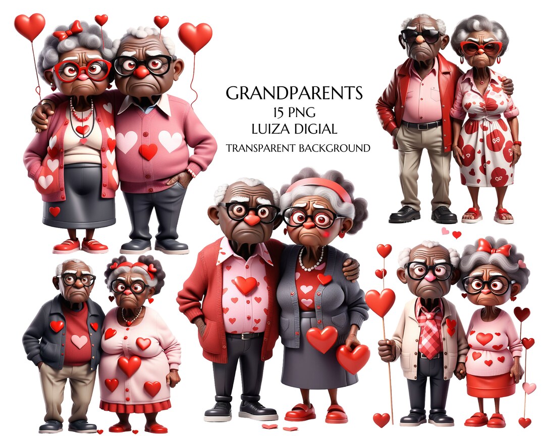 Grandparents Clipart, Grumpy Old Couple Clipart, Cartoon Grandma and ...