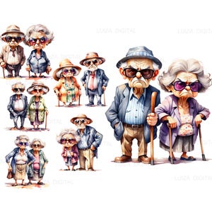 Grandparents Clipart, Grumpy Old Couple, Old Lady and Old Man, Grandma ...