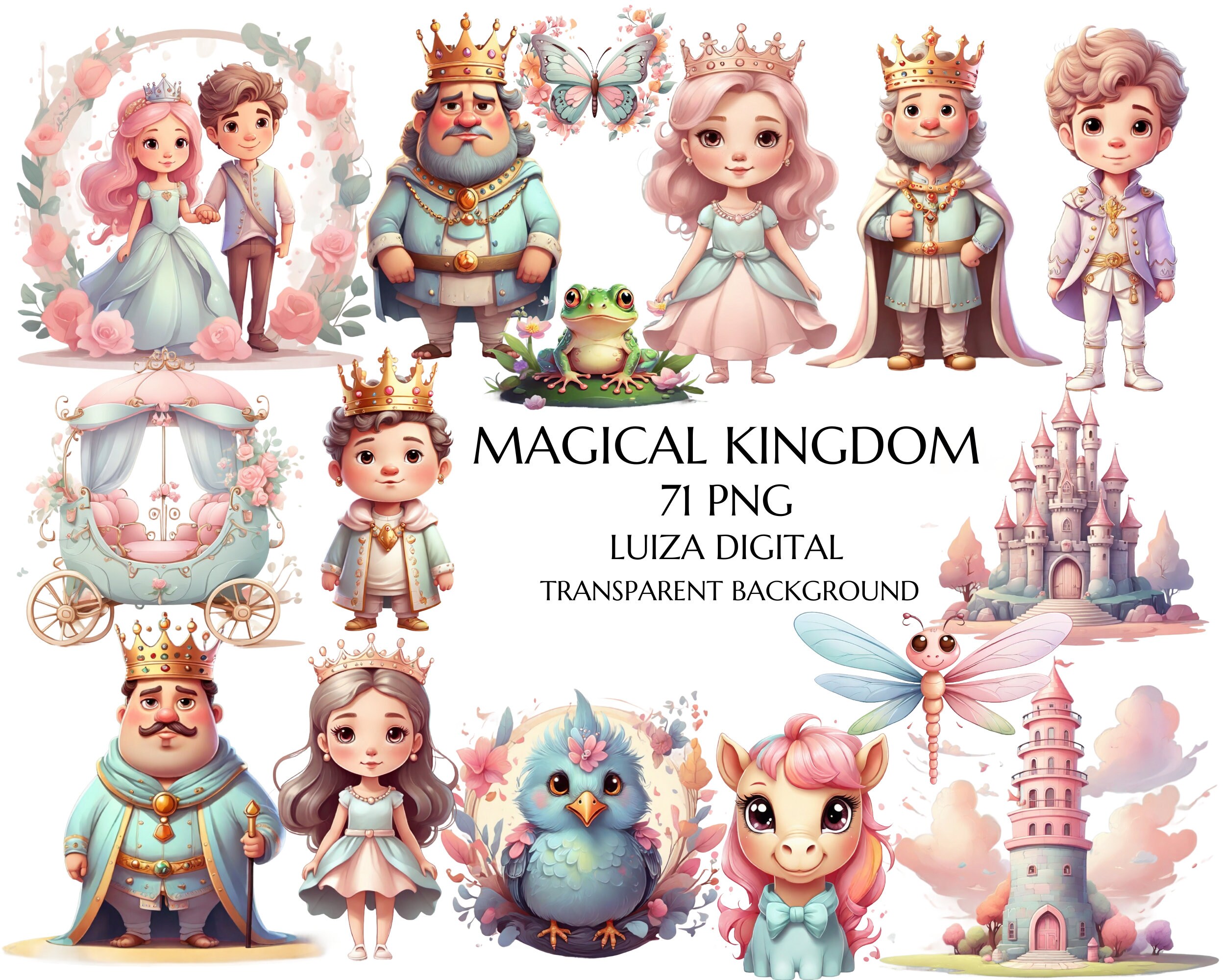 Little Princess Clipart Watercolor Princess Clipart Fairytale Clipart ...