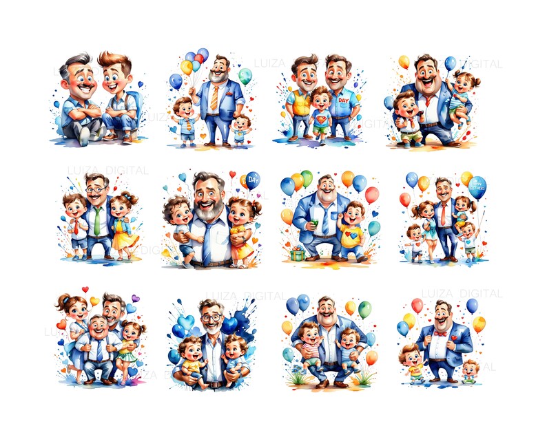 Fathers Day Clipart Bundle, Dad, Kids, Crazy Family PNG, Family ...
