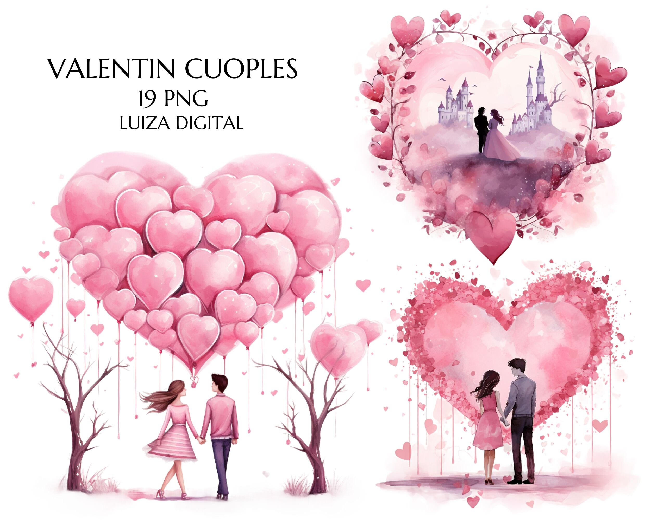 Watercolor Valentines Day Couple Clipart, Romantic Couple, Happy ...