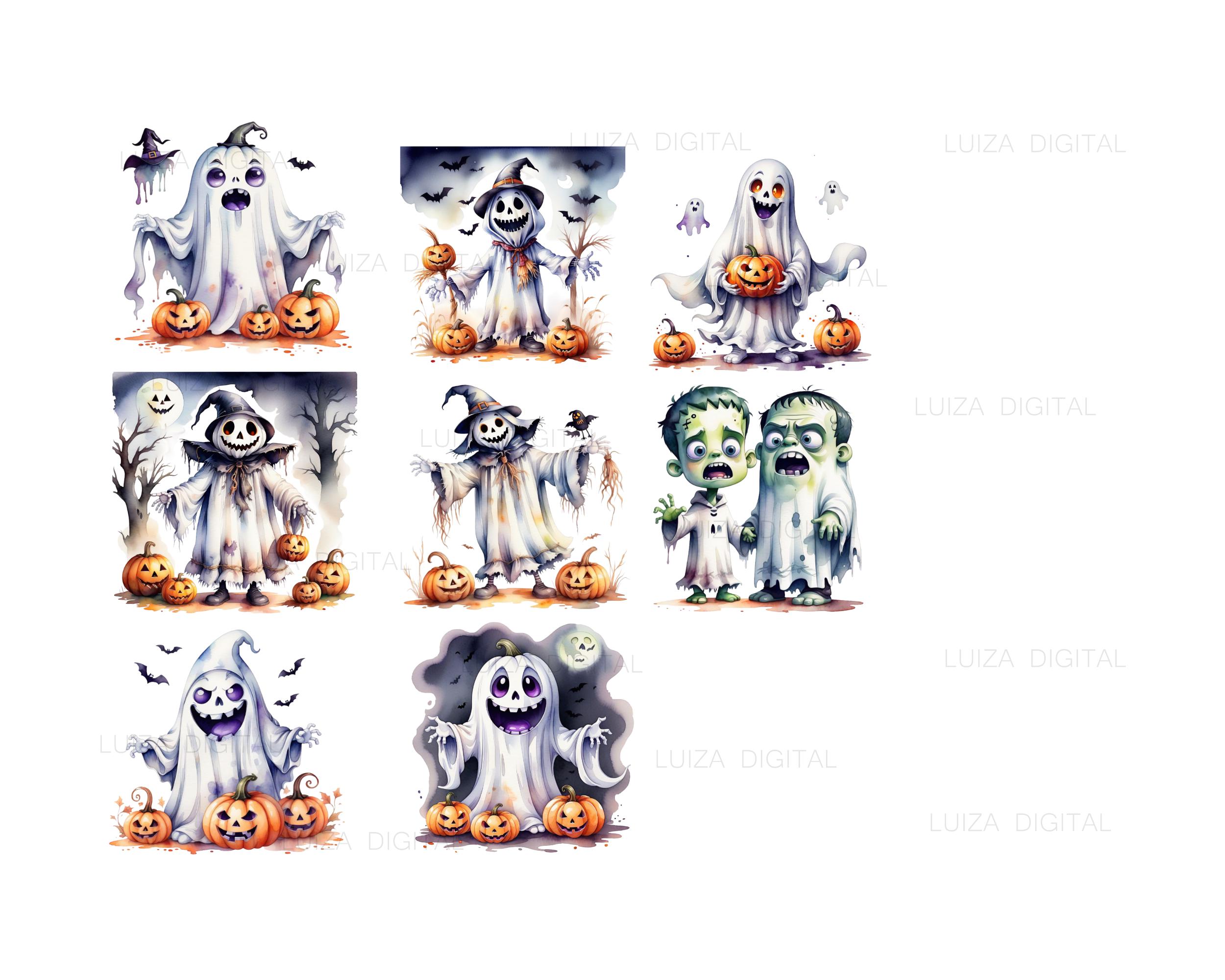 Halloween Ghost Clipart, Halloween Pumpkin Clipart Bundle, Cute Autumn ...