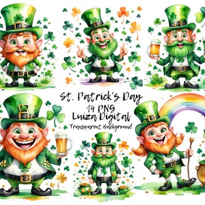 Watercolor Saint Patricks Gnomes Clipart, Festive Gnomes Clipart, St ...
