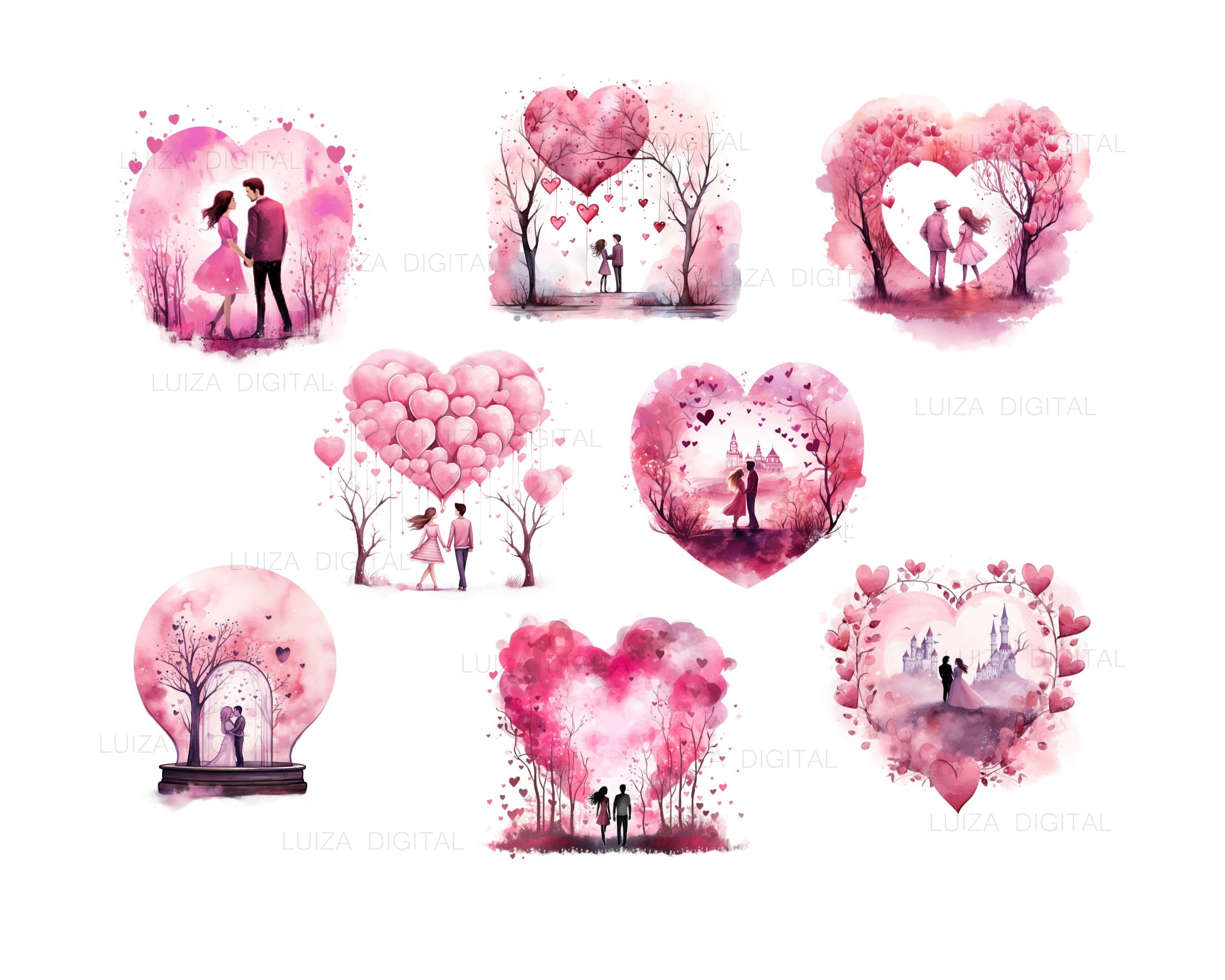 Watercolor Valentines Day Couple Clipart, Romantic Couple, Happy ...