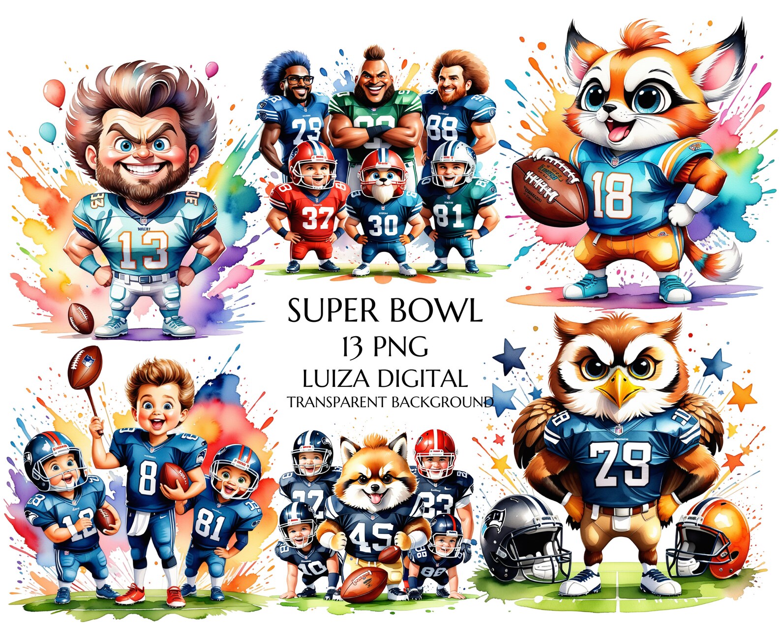 Superbowl Png, Watercolor American Football Clipart, Watercolor Sport ...