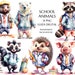 Back to School Animal Clipart Bundle, Watercolor School Woodland Animal ...