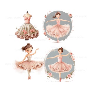 Ballerina Clipart, Cute Ballet Clipart, Watercolor Pink Ballerina, Tutu ...