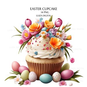 Floral Cupcake Clipart, Easter Cupcake Clipart, Memory Books, Junk ...