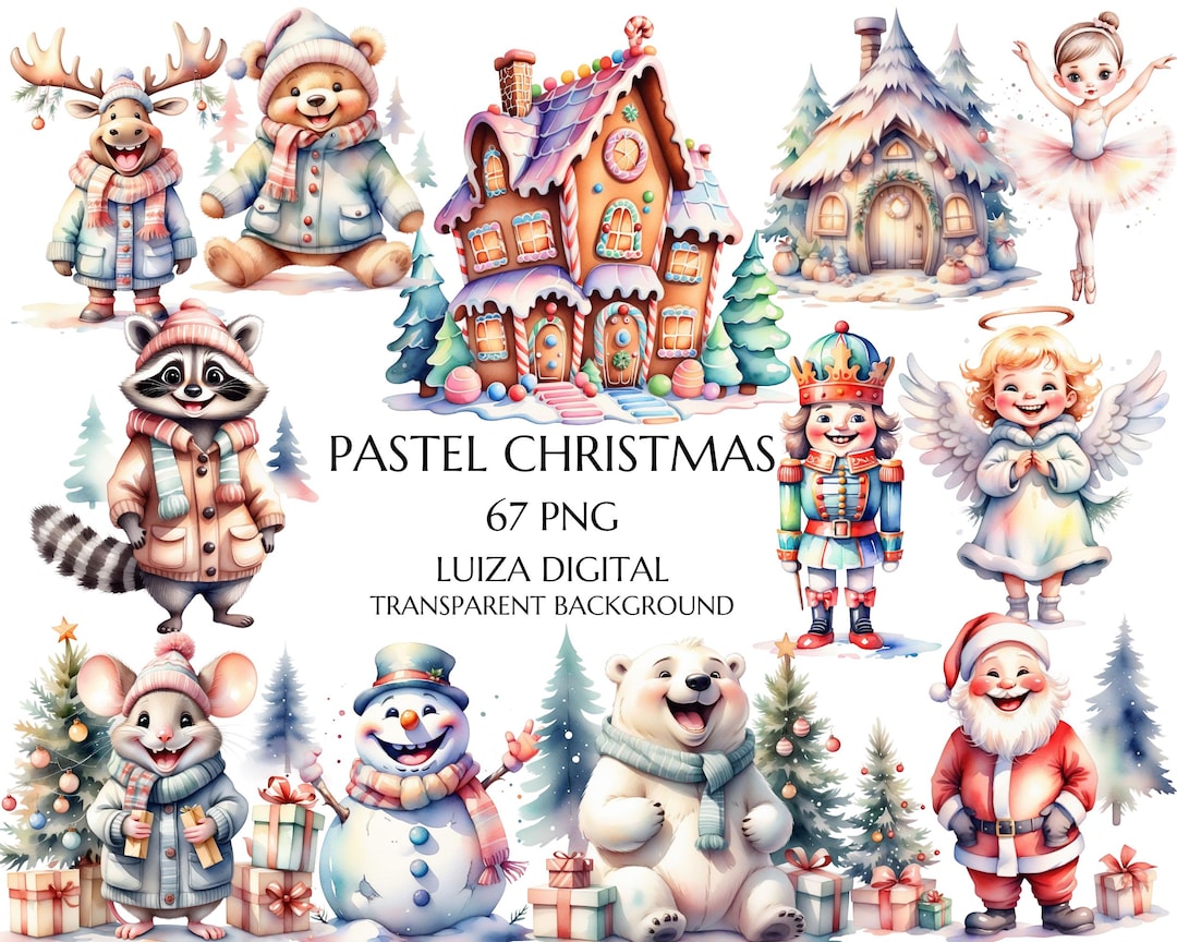 Pastel Christmas Clipart Png, Christmas Graphics, Merry Christmas Png ...