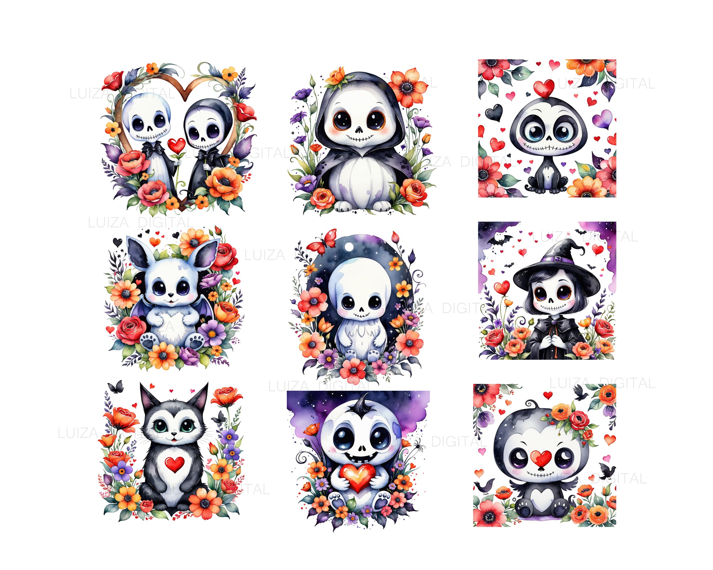 Boho Ghost Clipart, Floral Ghost Clipart, Cute Watercolor Ghost, Boo ...