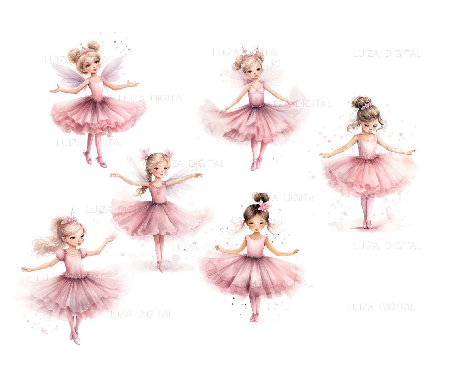 Pink Ballerina Clipart, Watercolor Ballerina Clipart, Cute Ballet ...