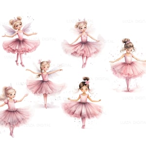 Pink Ballerina Clipart, Watercolor Ballerina Clipart, Cute Ballet ...