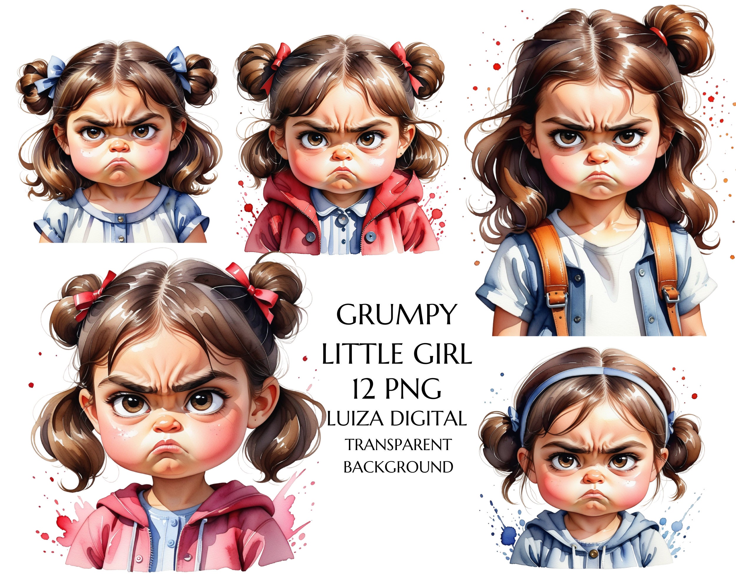Grumpy Little Girl Clipart PNG, Funny Girl, Angry Girl Clipart, Cartoon ...