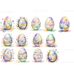 Pastel Easter Egg Clipart, Spring Clipart, Easter Eggs With Flowers ...