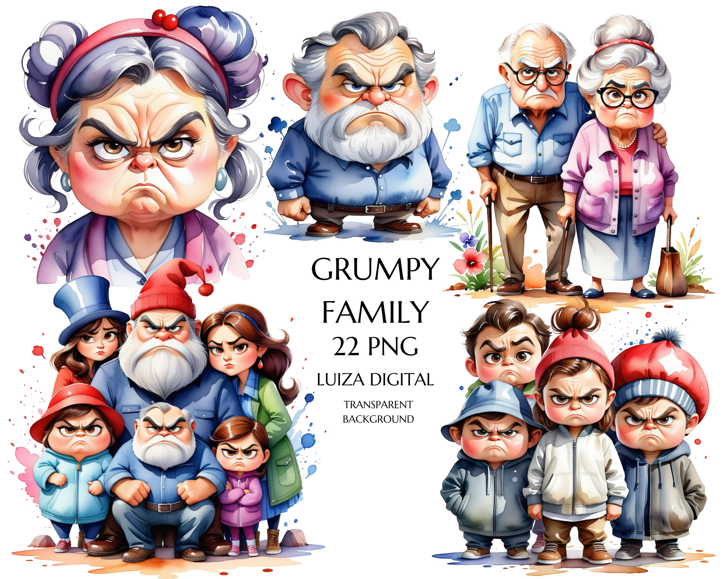 Grumpy Family Clipart PNG, Angry Family Clipart, Angry Woman Clipart ...