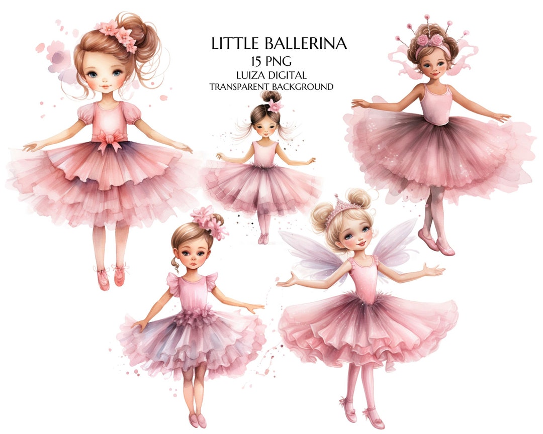 Pink Ballerina Clipart, Watercolor Ballerina Clipart, Cute Ballet ...