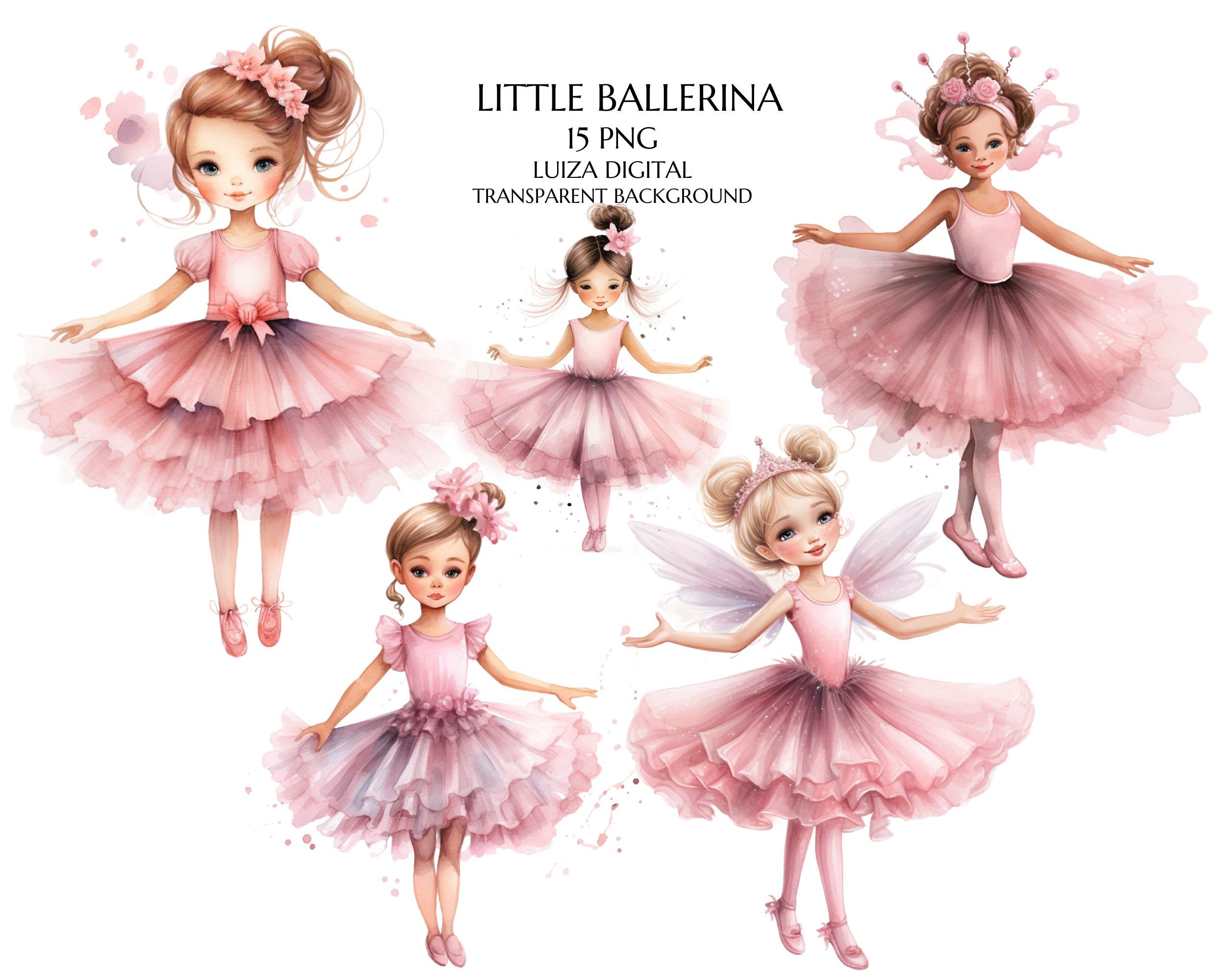Pink Ballerina Clipart, Watercolor Ballerina Clipart, Cute Ballet ...