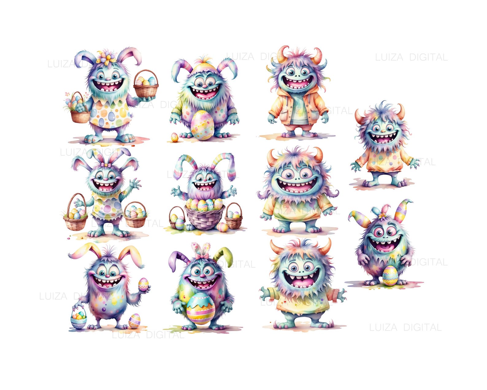 Easter Monsters Clipart, Easter Clipart, Kids Easter PNG, Fantasy ...