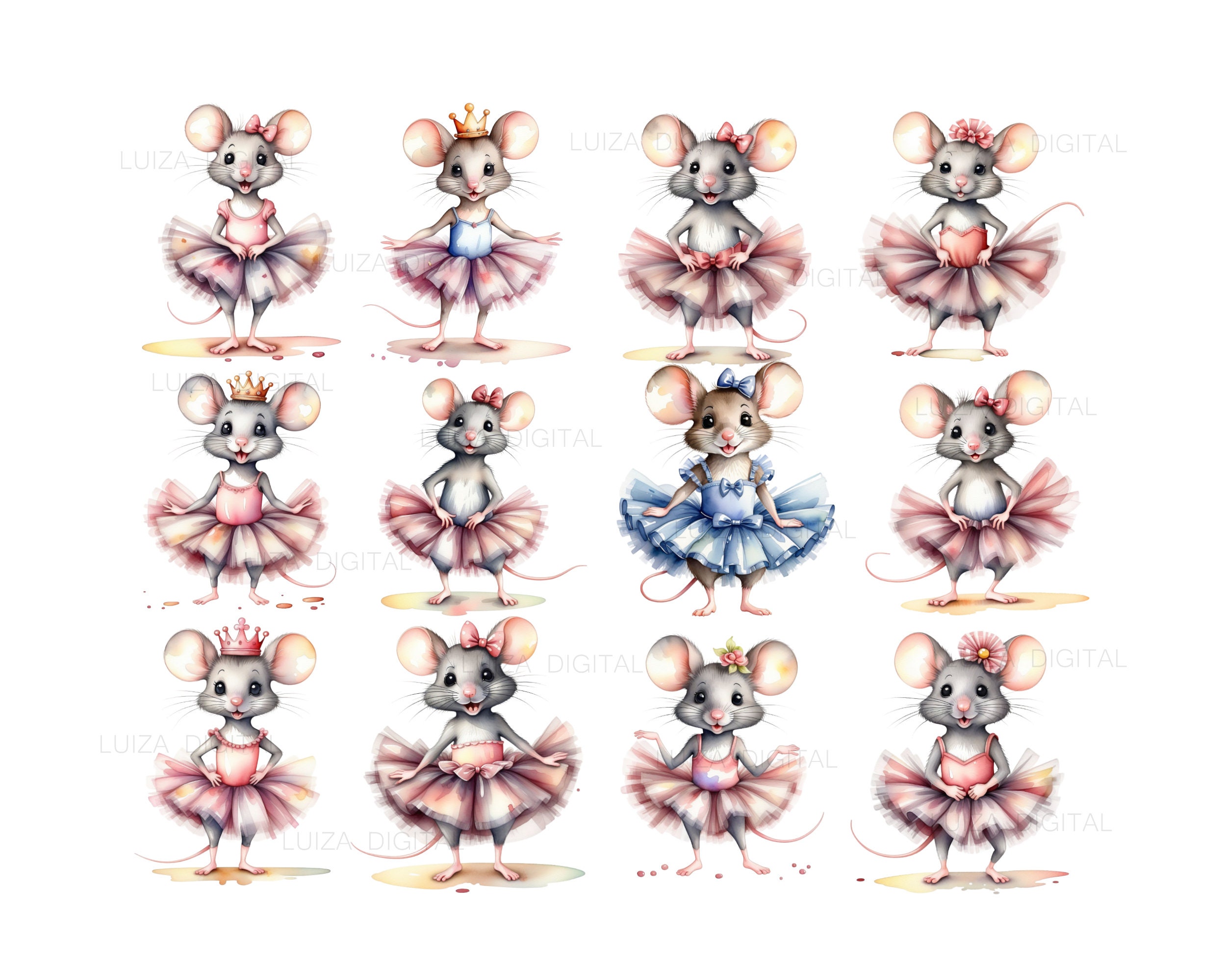 Ballerina Mouse, Ballerina Clipart, Watercolor Clipart, Ballerinas, PNG ...