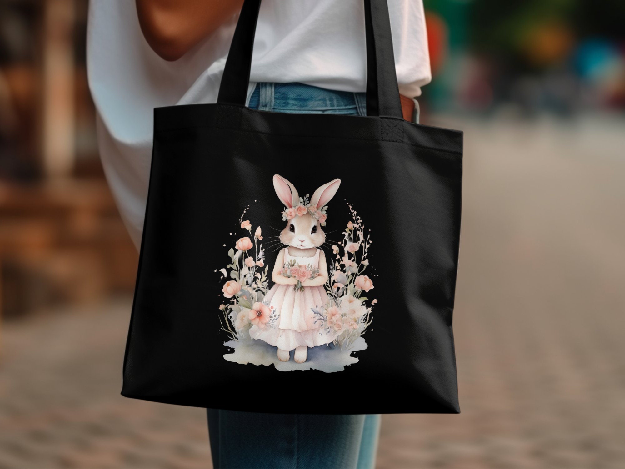 Pale Floral Bunny Clipart, Vintage Bunny, Rustic Rabbit, Country ...