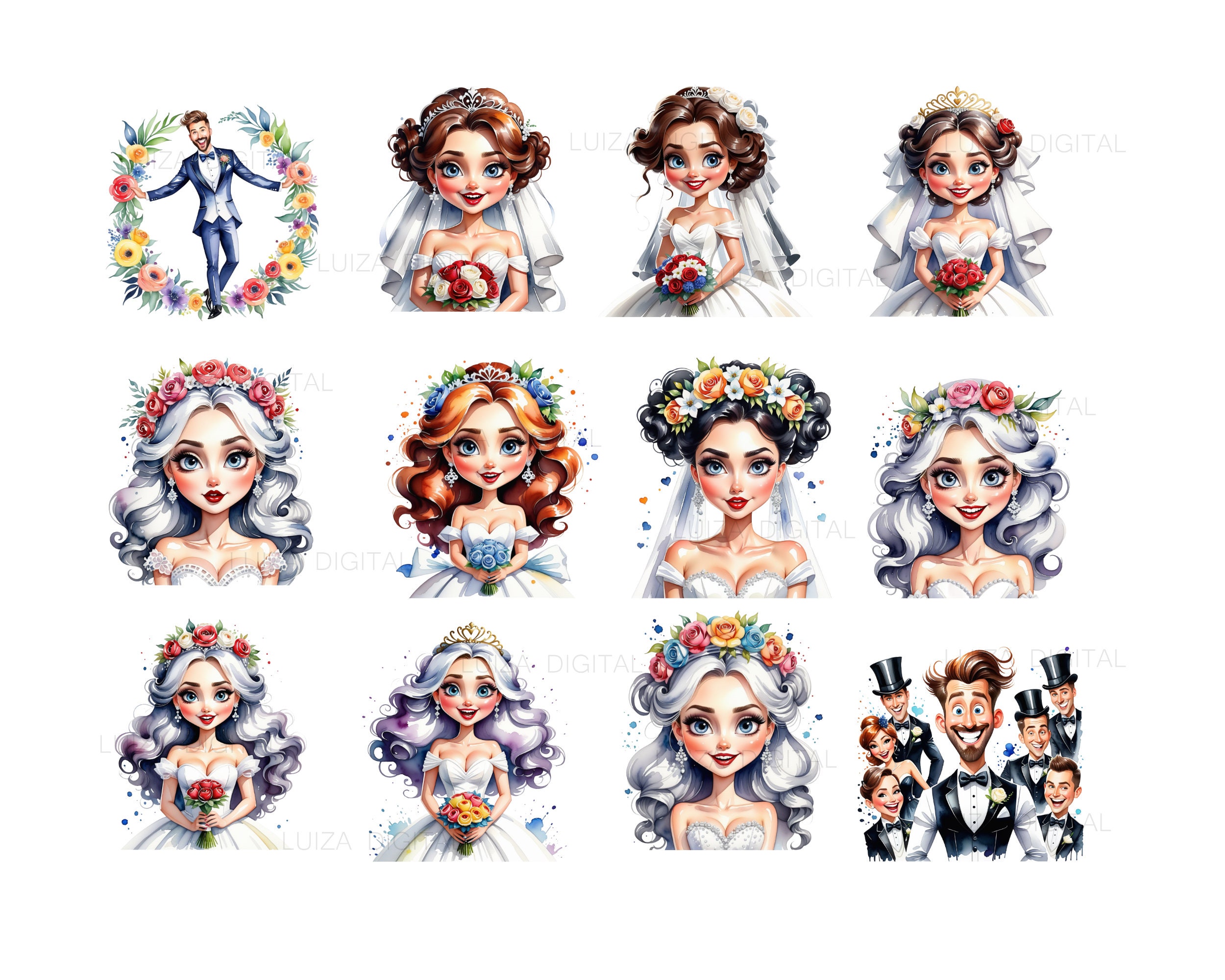Wedding Clipart, Crazy Bride Clipart Bundle, Crazy Wedding Clipart ...