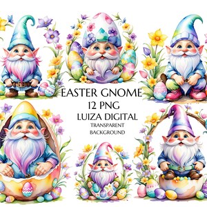 Watercolor Easter Egg Gnome Clipart, Pastel Easter Gnome Clipart ...