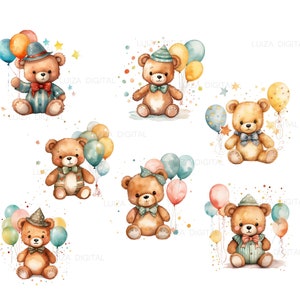 Bear With Balloons PNG, Baby Bear Sublimation, Balloons Clipart, Boy ...