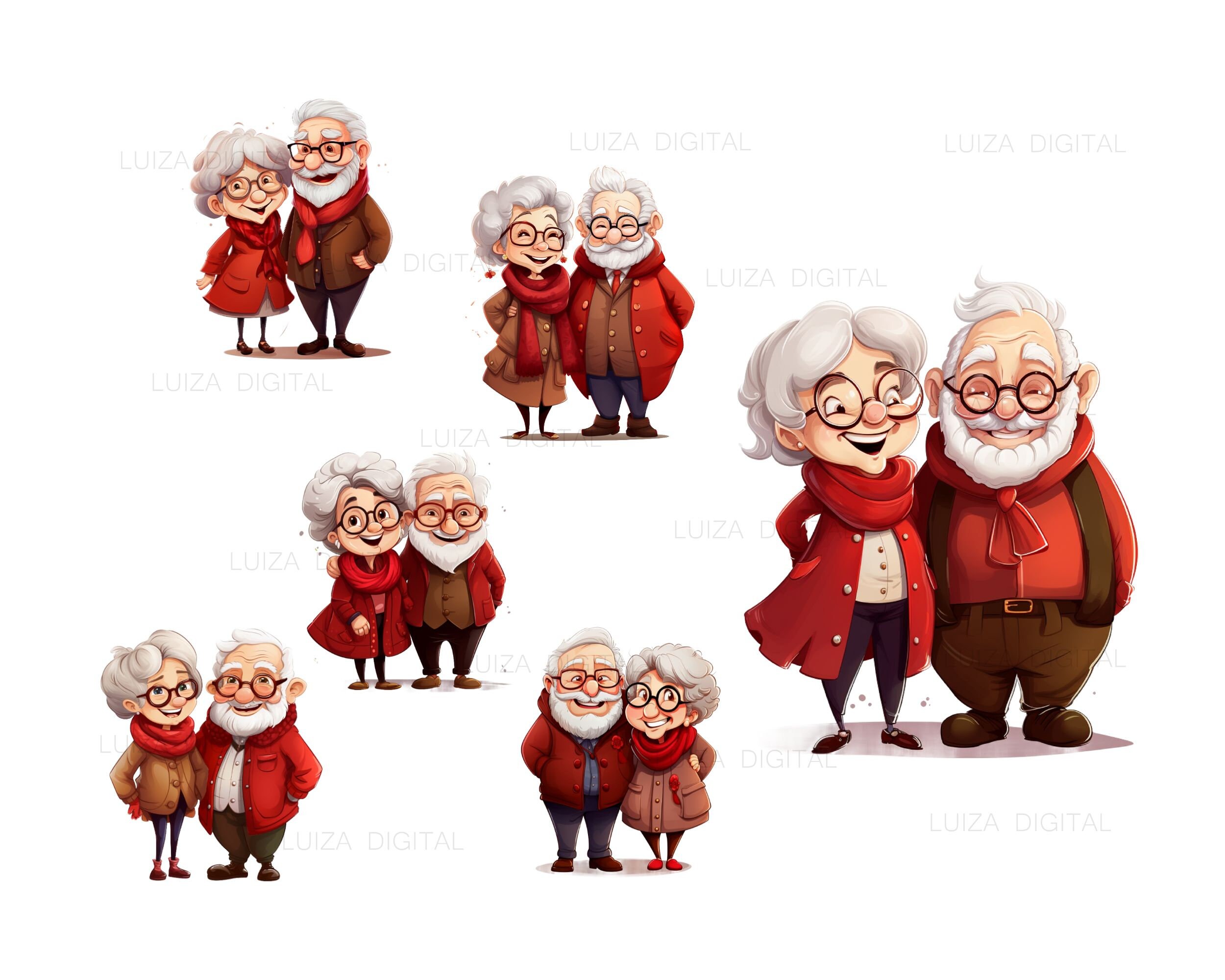 Cute Old Happy Couple Clipart PNG, Old Lady and Old Man, Cartoon ...