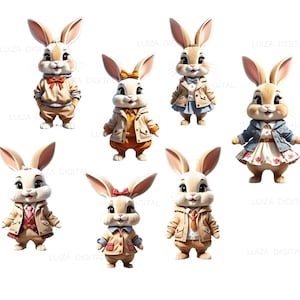 Rabbit Clipart, Cute Easter Bunny Clipart, Cartoon Bunnies Png ...