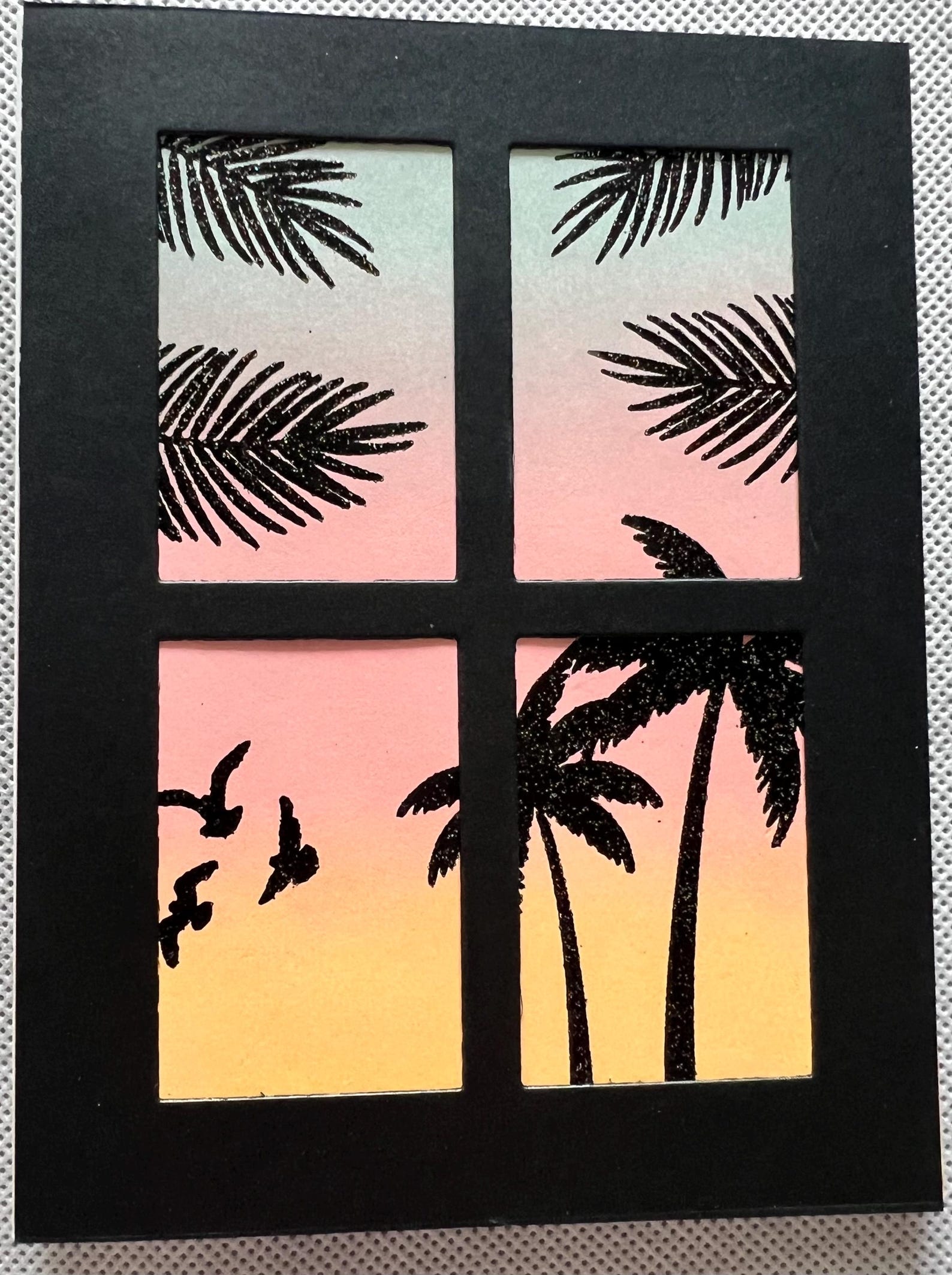 Tropical Sunset Card, Palm Tree Beach Card, Handmade Vacation Greeting ...