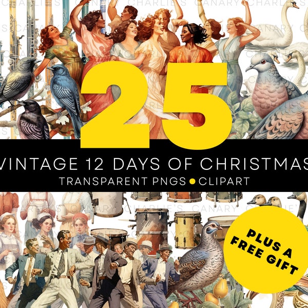 12 Days of Christmas Clipart - Etsy