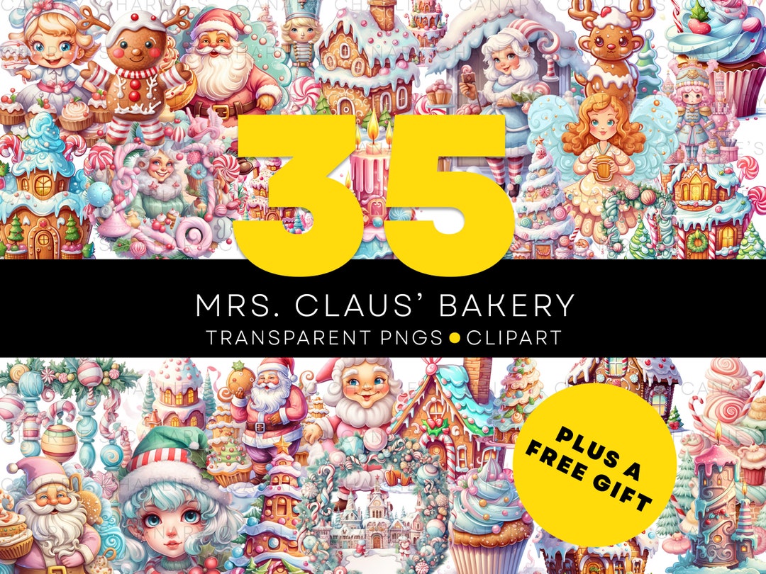Mrs. Claus' Bakery Christmas Clip Art, Transparent Pngs for Commercial ...