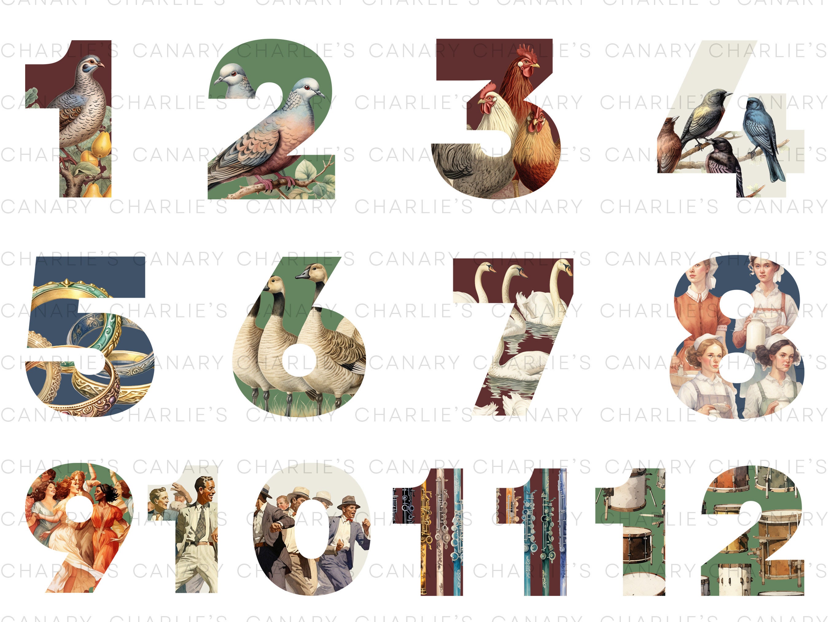 12 Days of Christmas Clip Art, Transparent Pngs for Commercial Use ...