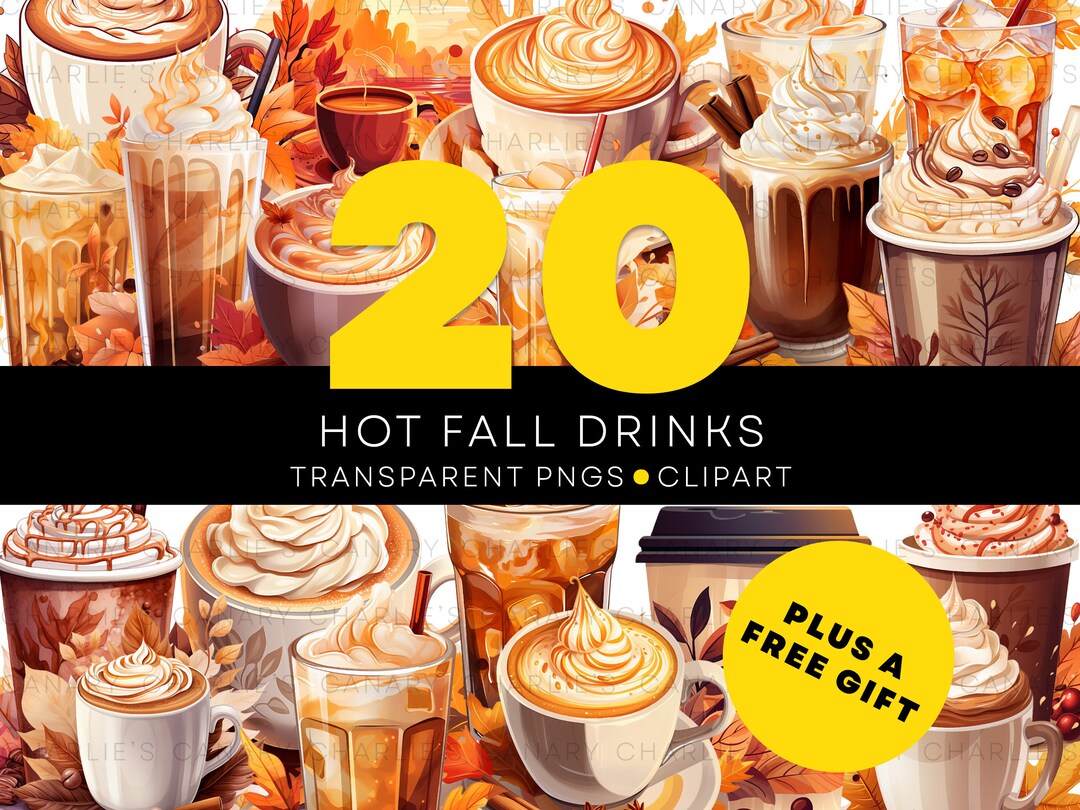 Hot Fall Drinks Clip Art, Coffee, Pumpkin Spice PNG, Fall, Autumn ...