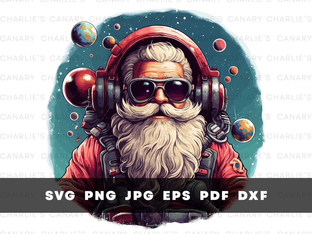 Retro Santa Claus Astronaut SVG, PNG, DXF, Retro Santa, Commercial Use ...