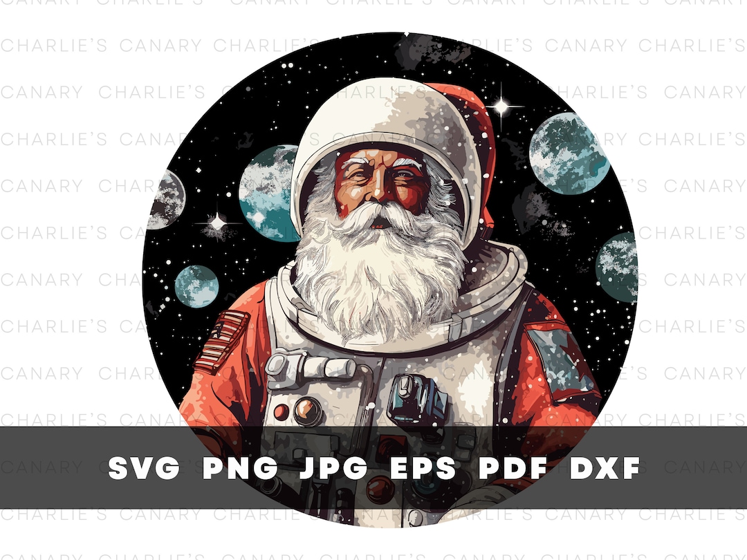 Retro Astronaut Santa Claus SVG, PNG, DXF, Retro Santa, Commercial Use ...